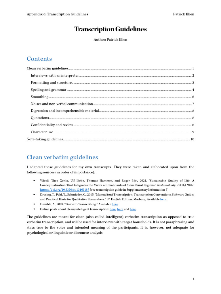 Transcription Guidelines Overview | PDF | Sic | Nonverbal Communication
