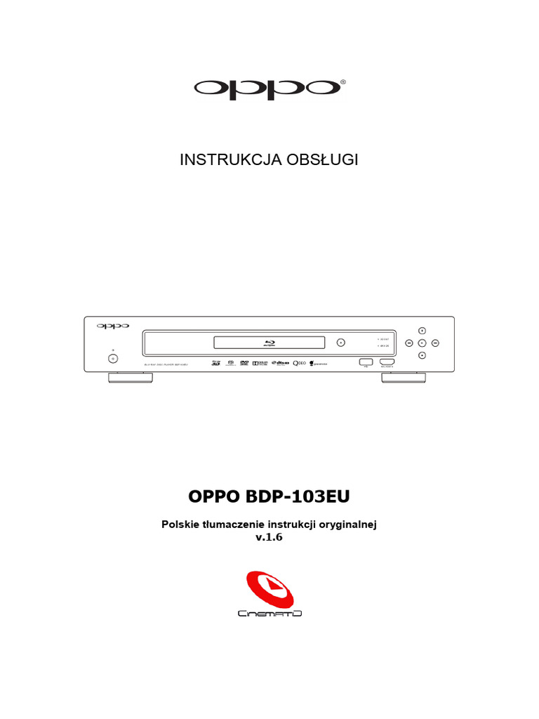Oppo BDP-103EU - Instrukcja Obslugi | PDF