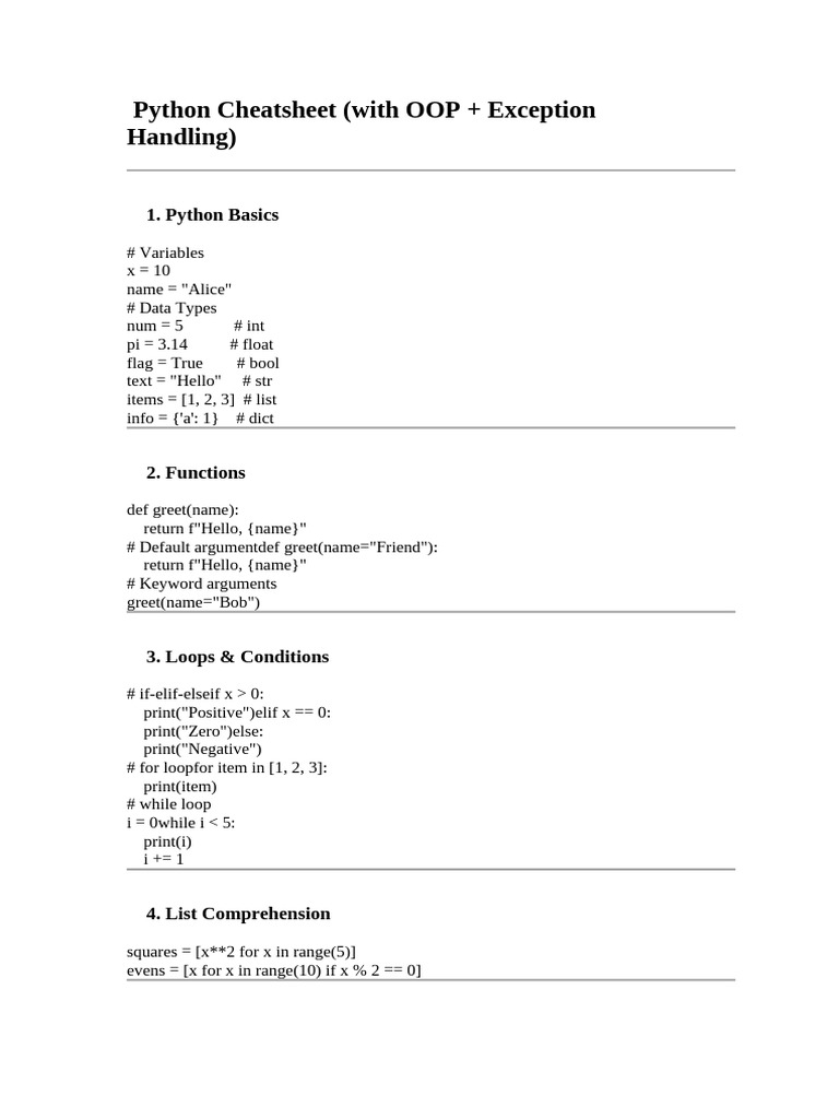 Python Cheatsheet | PDF
