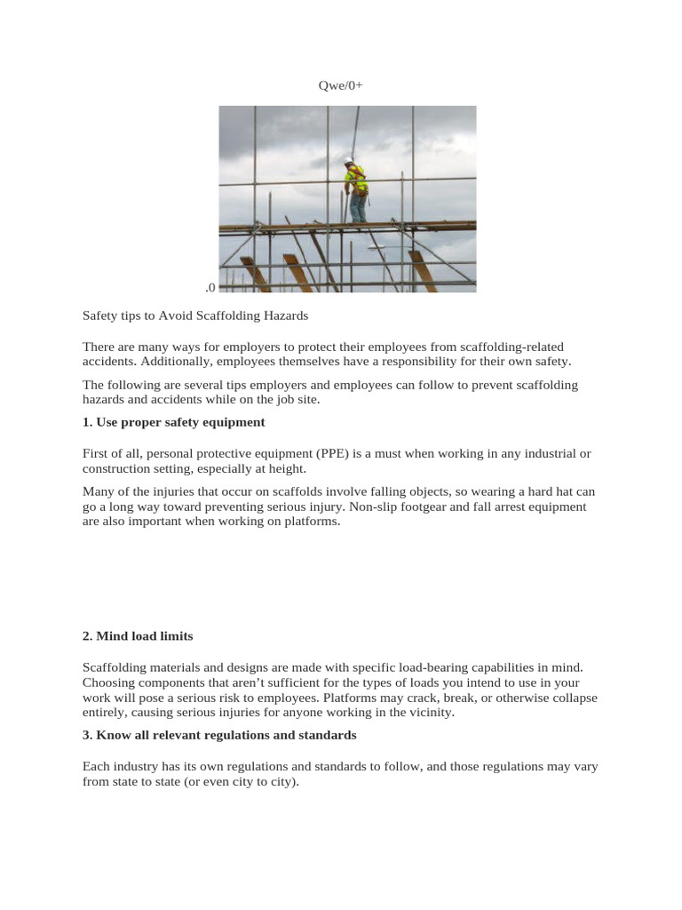 Safety Tips To Avoid Scaffolding Hazards | PDF | Occupational Safety ...