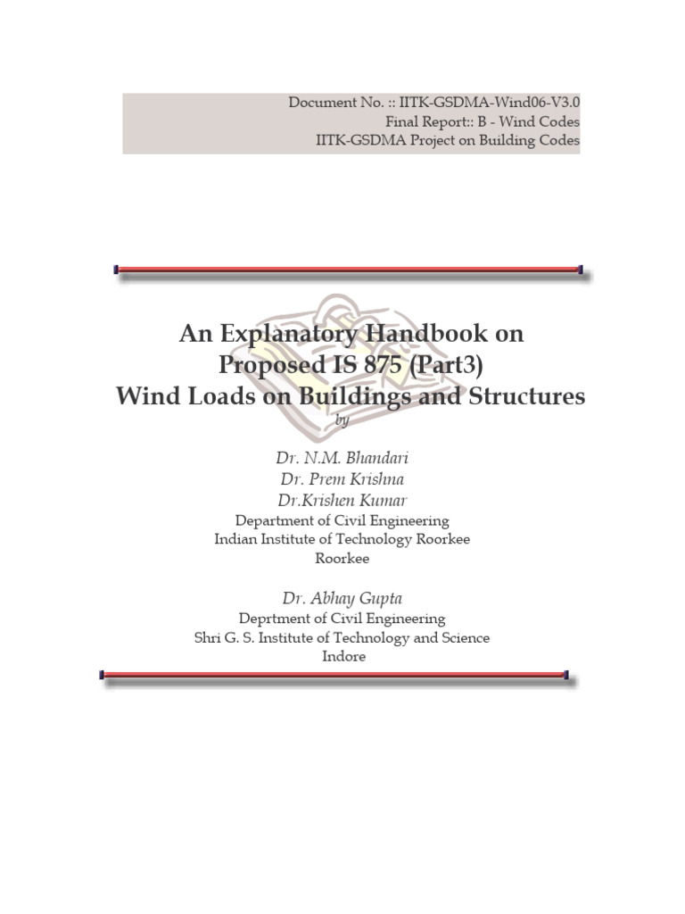 Explanatory Handbook On Wind Loads For Buidings and Structures | PDF