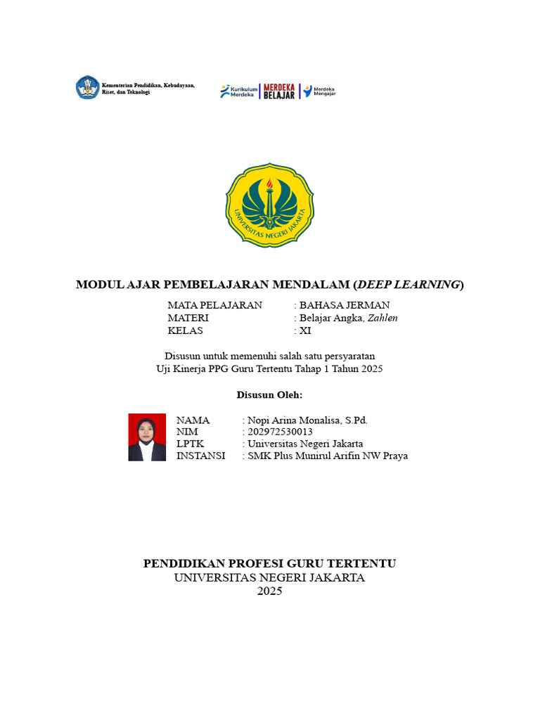 Modul Pembelajaran Angka Bahasa Jerman | PDF