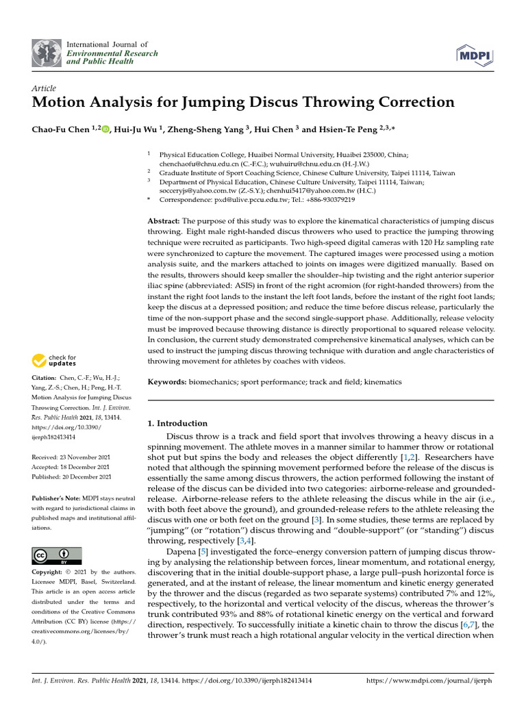 Motion Analysis For Jumping Discus Throwing Correction | PDF | Anatomical Terms Of Motion ...
