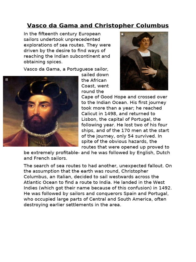 Columbus and Da Gama's Explorations | PDF