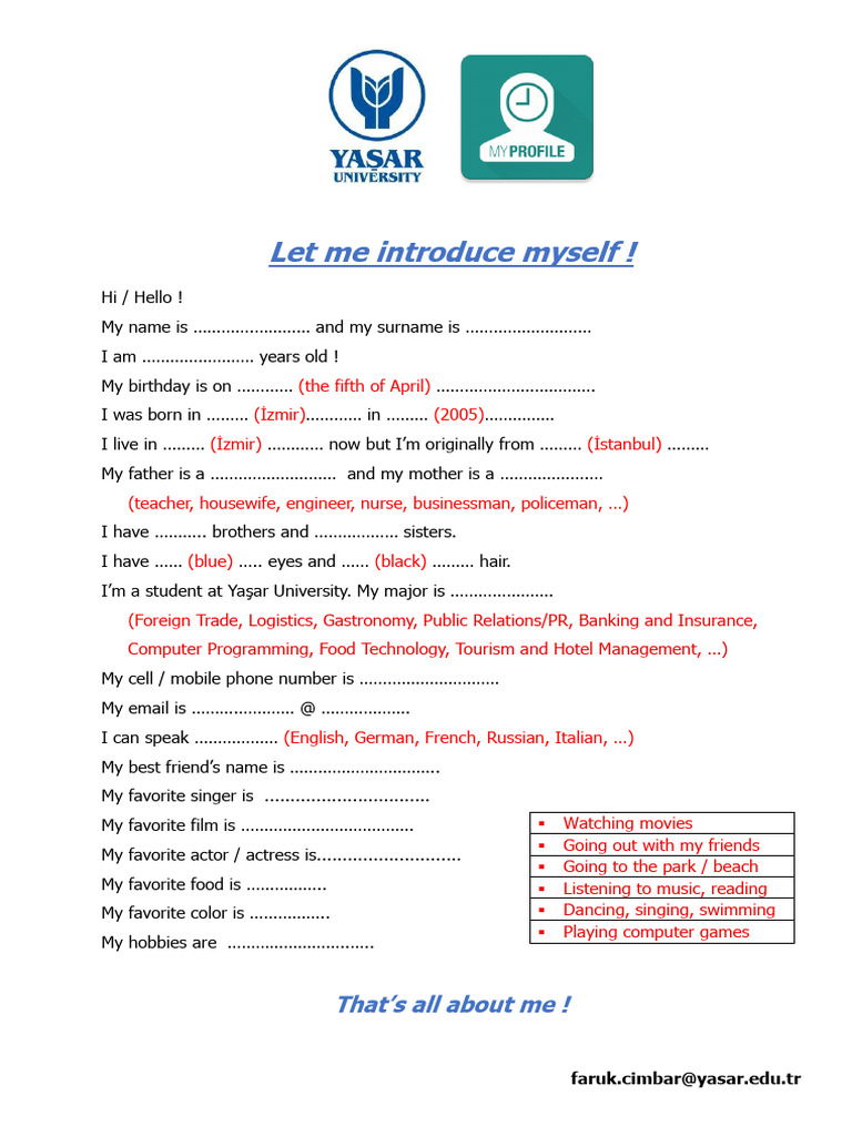 My Profile Activity. F. Cimbar | PDF