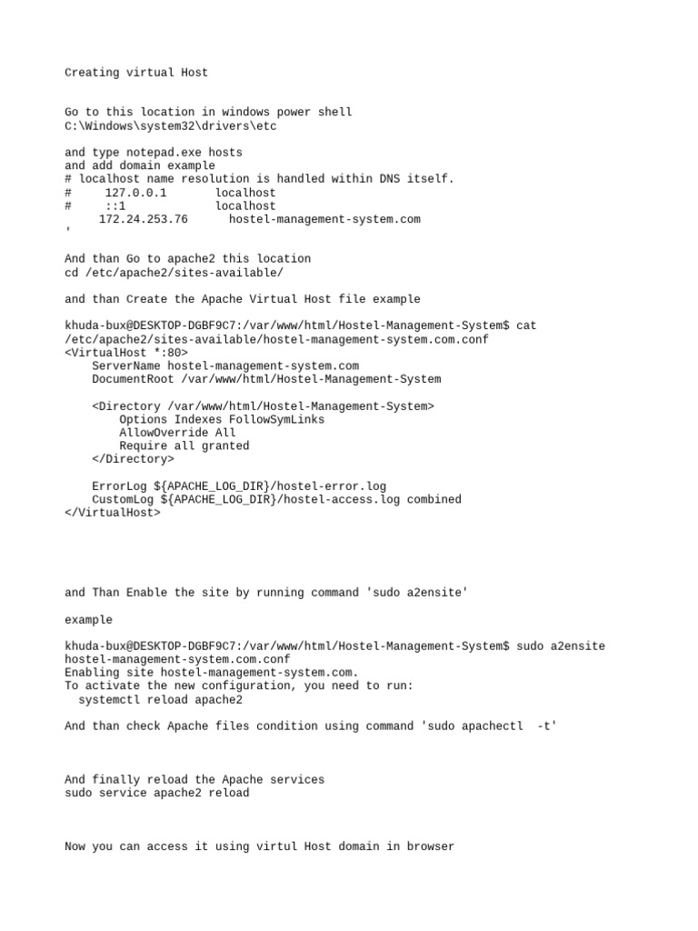 Set Up Apache Virtual Host Guide | PDF