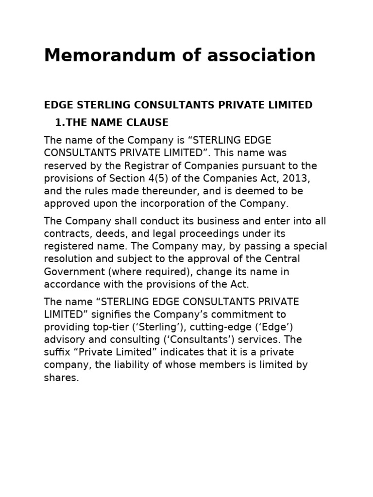 Memorandum of Association | PDF | Limited Liability | Investment Management