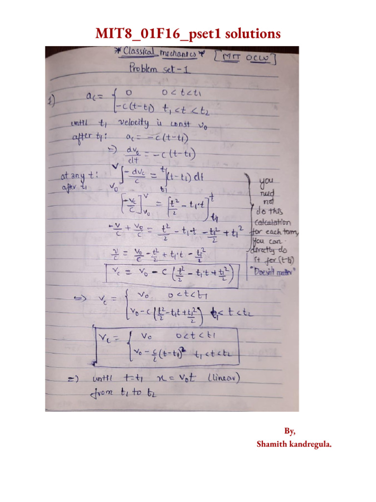 MIT8 01F16 Pset1 Solutions | PDF