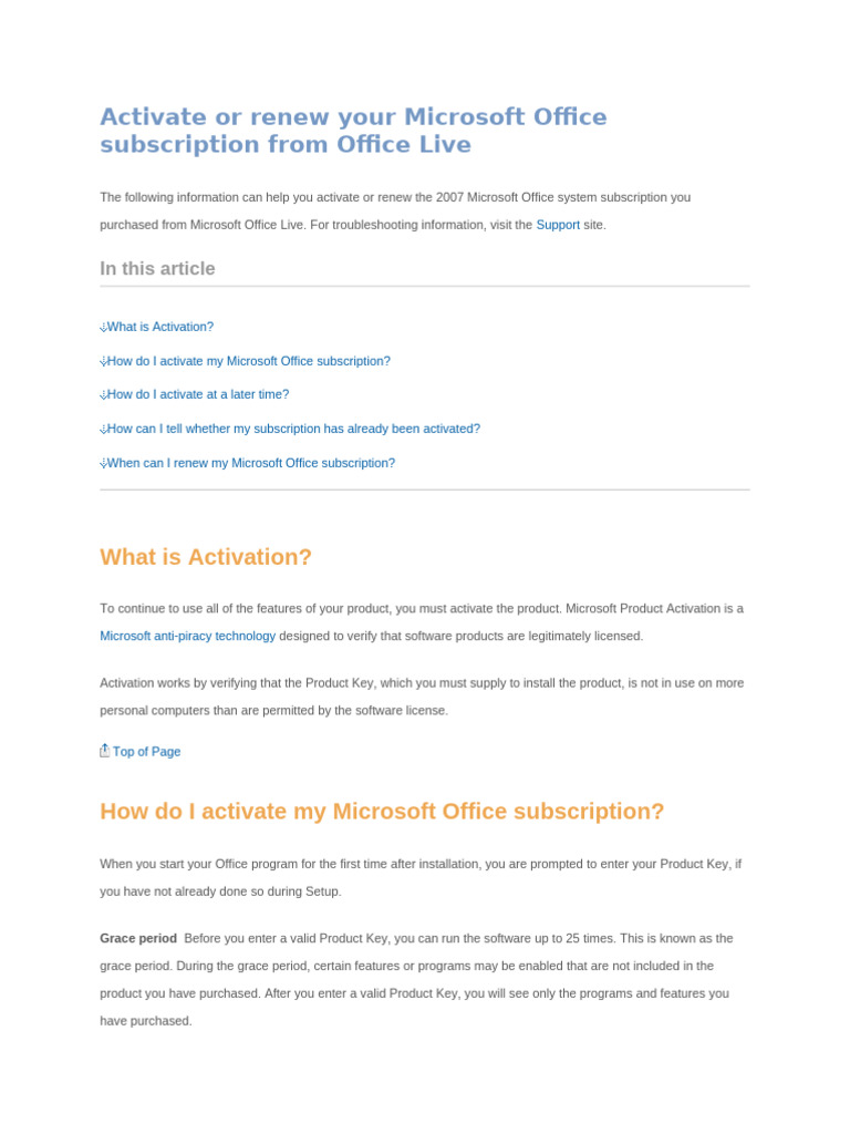 Activate or Renew Microsoft Office Subscription | PDF | Microsoft ...