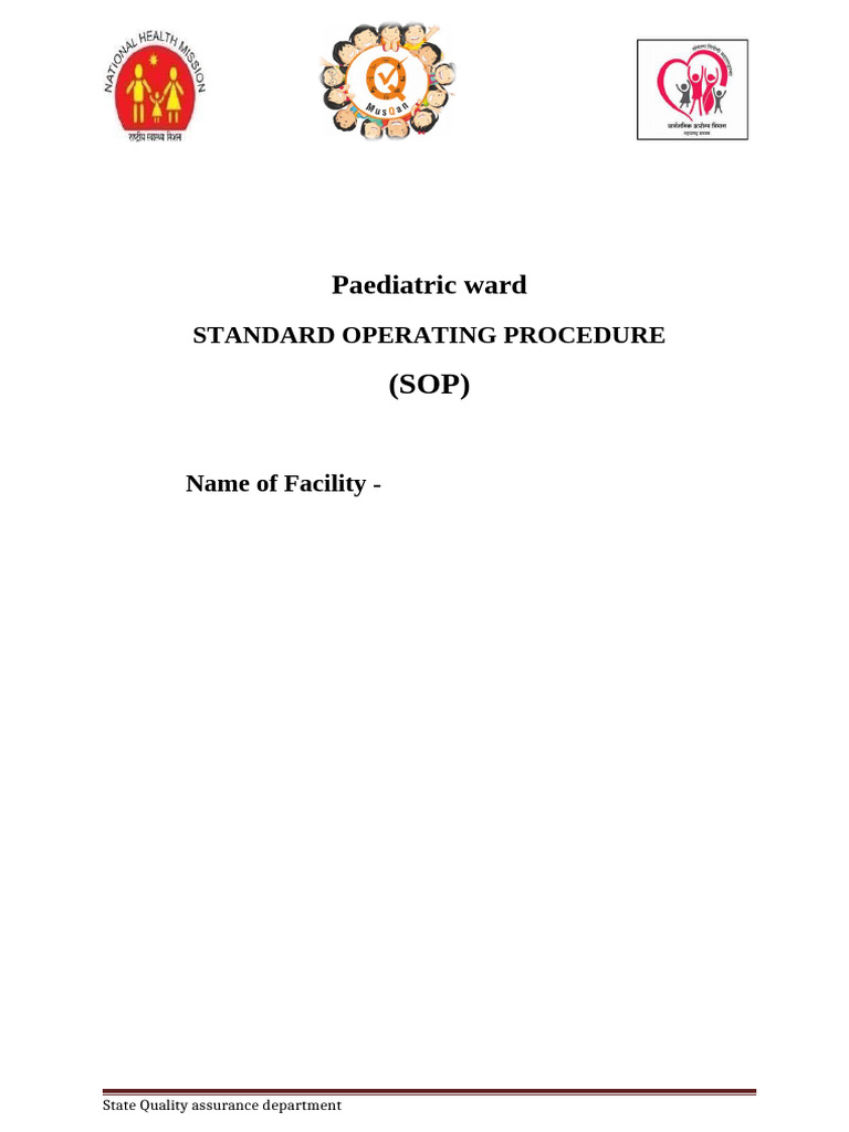 Pediatric Ward SOP for Quality Care | PDF | Blood Transfusion | Nursing