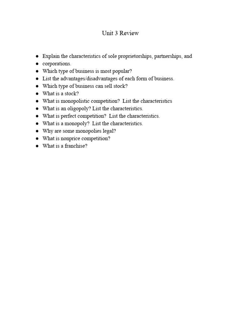 Unit 3 Review | PDF