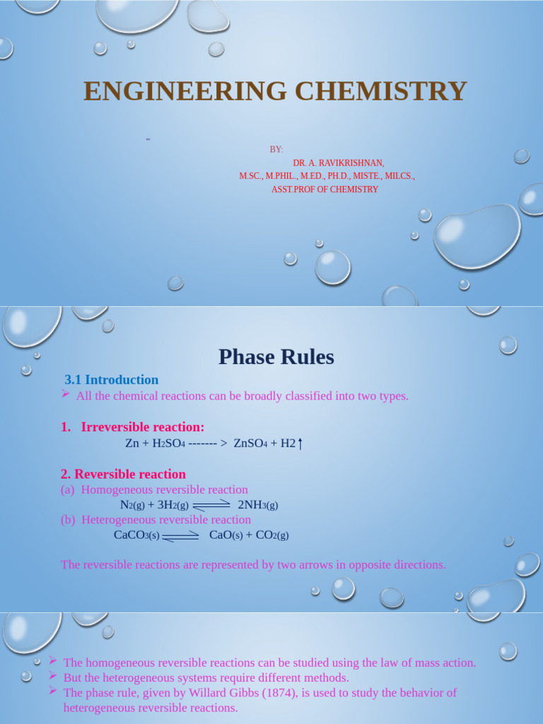Engineering Chemistry Unit 3 Phase Rule | PDF | Phase Rule | Phase (Matter)