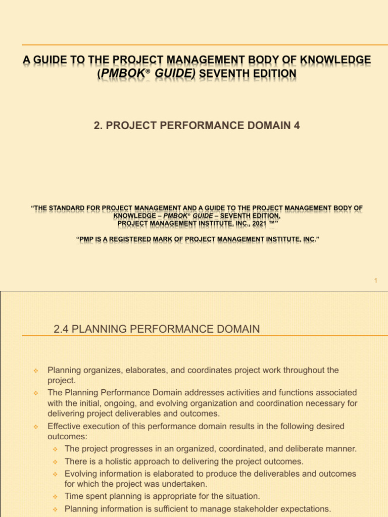 PMBOK Guide: Planning Performance Domain | PDF | Project Management