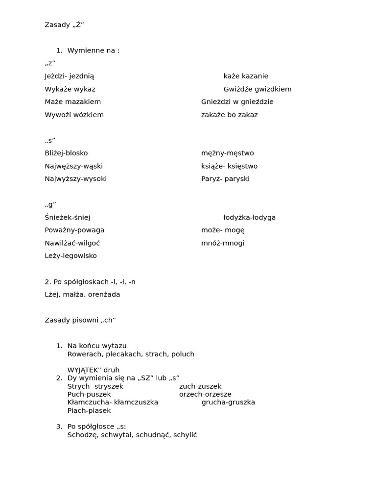 Ortografia Zasady Pisowni Klasa 1-2 SP | PDF