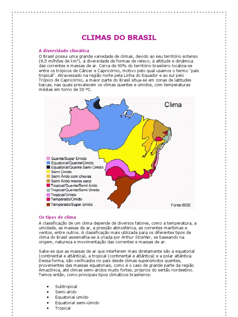 Os Principais Tipos de Clima e Aspectos do Relevo no Brasil | PDF | Clima | Brasil
