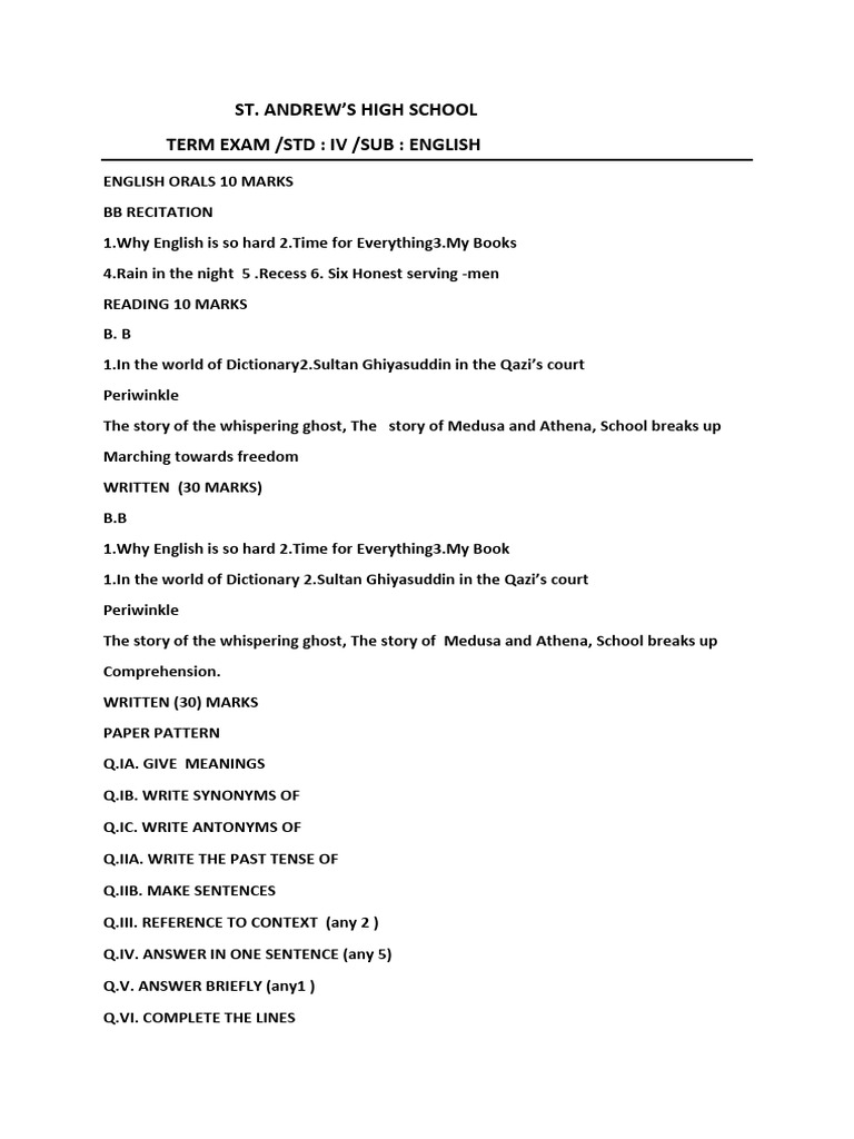 Portion Paper Pattern Term Exam | PDF | Adjective | Linguistic Typology