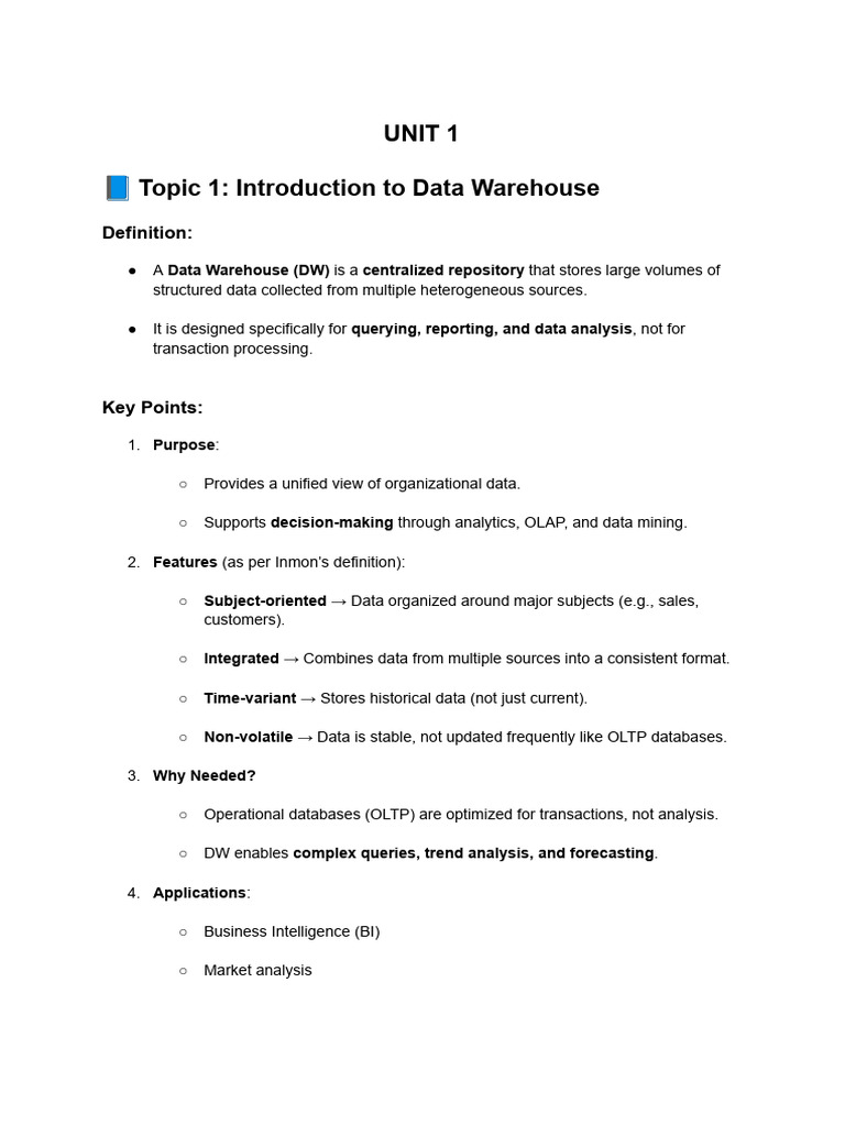 Data Warehouse Fundamentals and Architecture | PDF | Data Warehouse ...