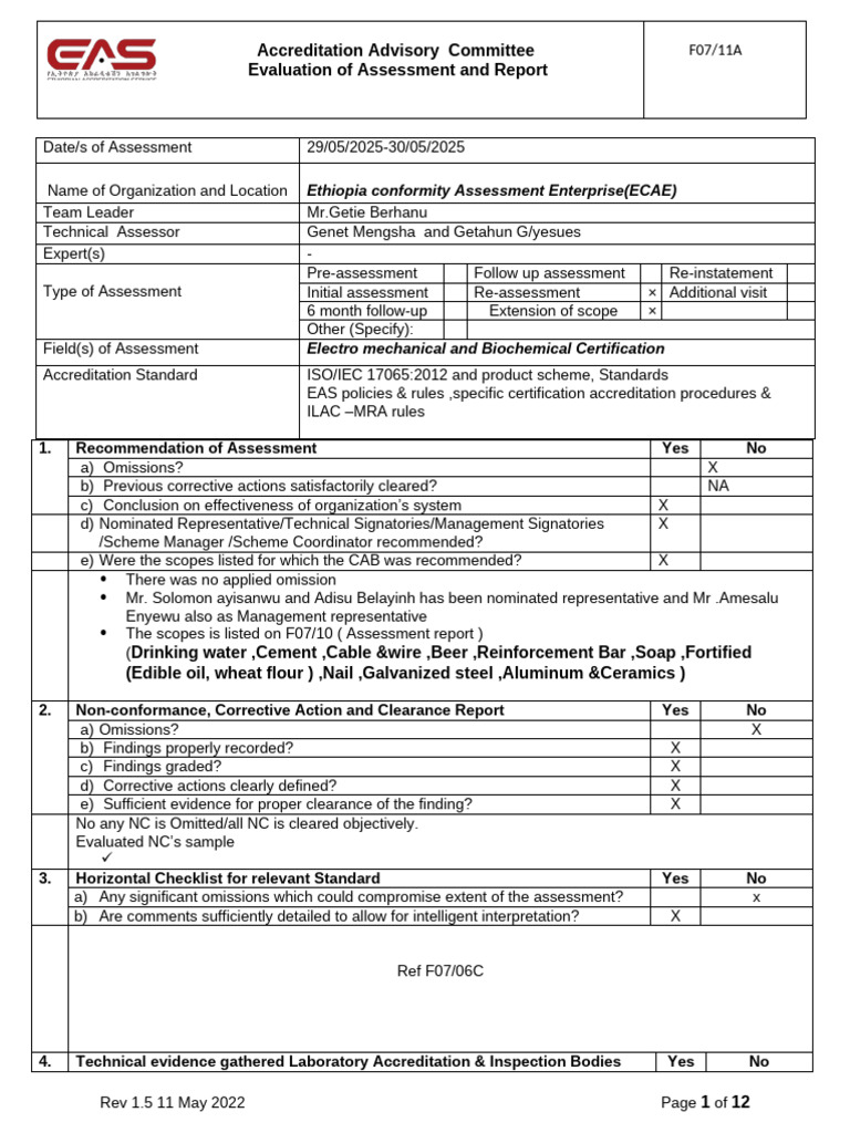 F07-11 AAC Evaluation of Assessment For ECAE Renwal | PDF
