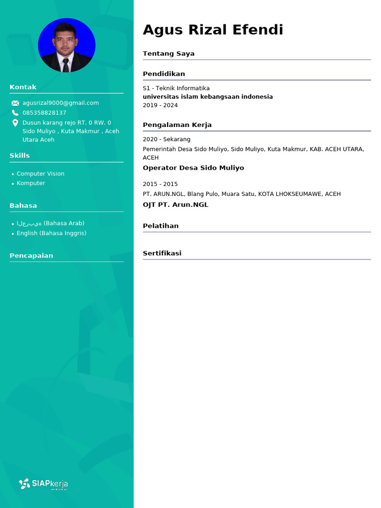 Profil Agus Rizal Efendi: Operator Desa Aceh | PDF
