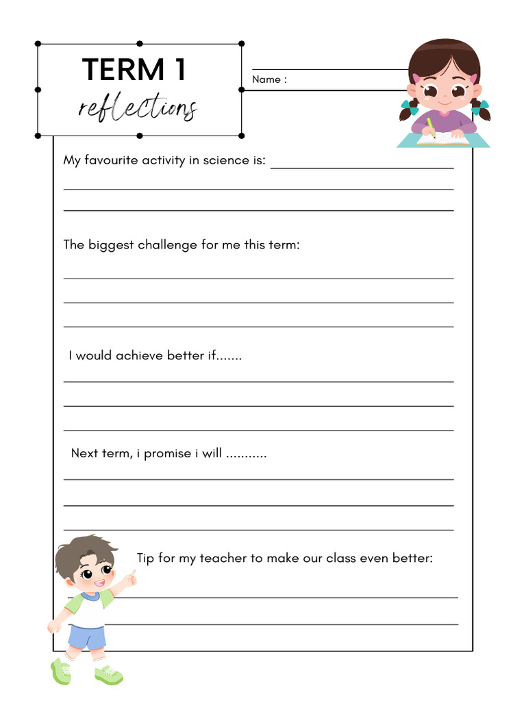 Elementary End of Year Writing Reflection Worksheet | PDF