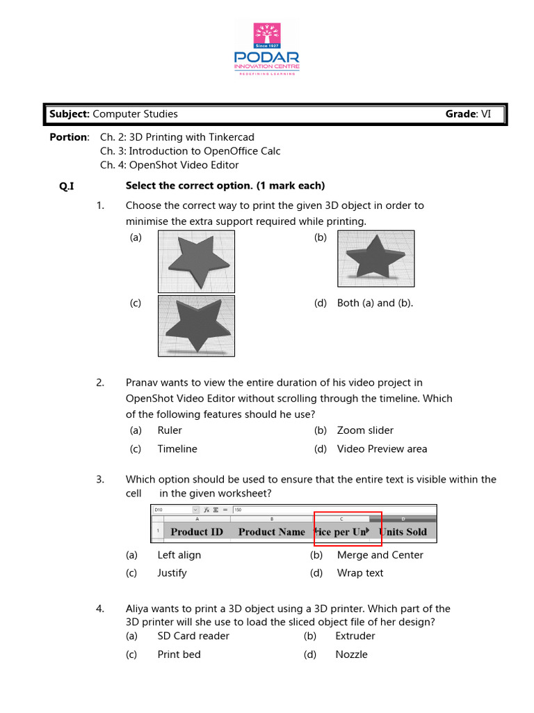 QP CB VI Computer Studies CBQ 1 | PDF | Computing