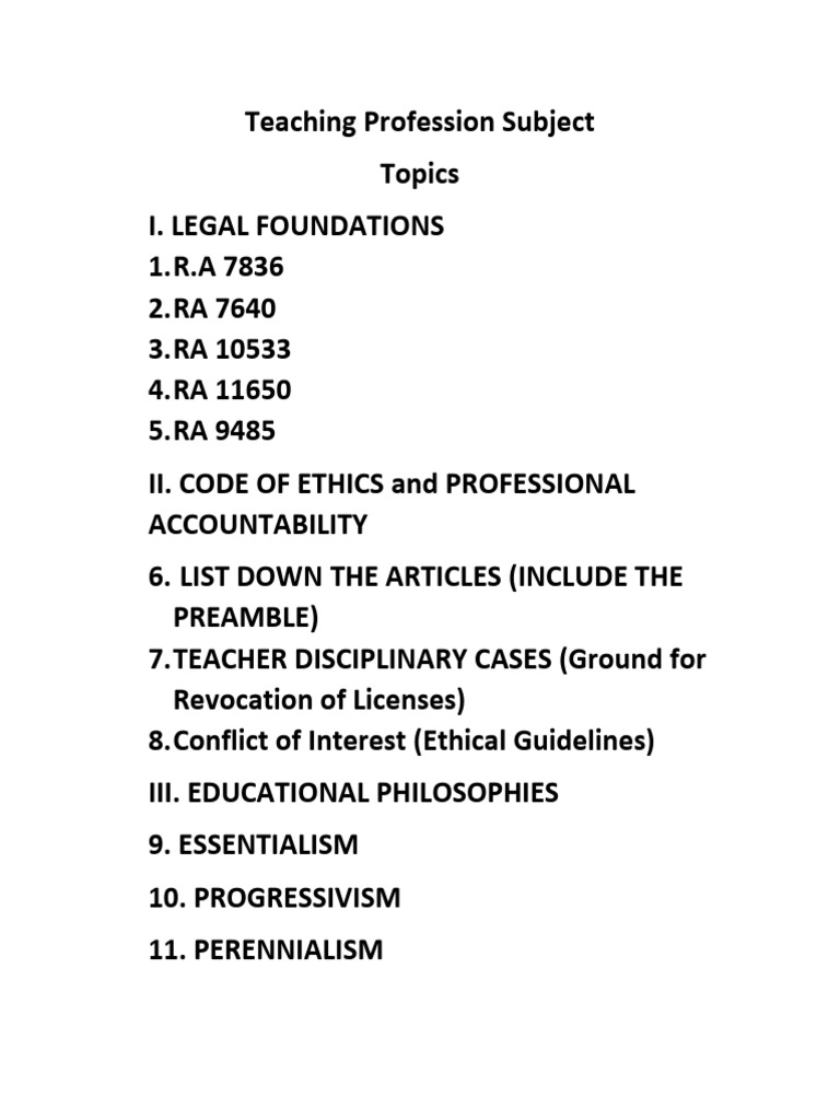 Teaching Profession Subject | PDF