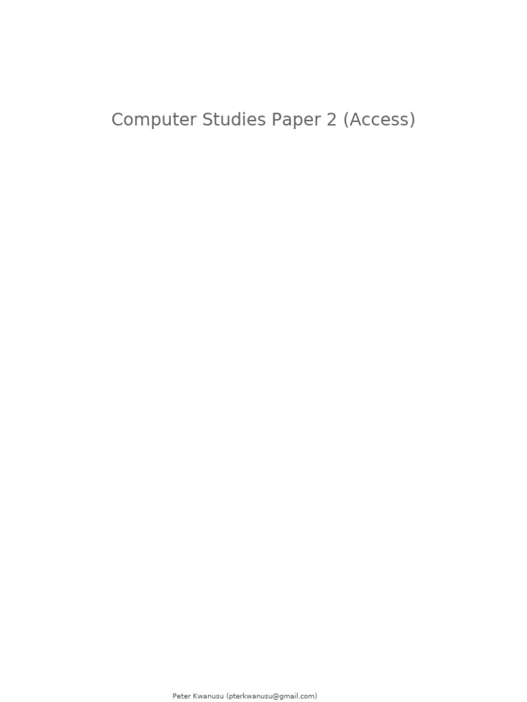 Computer Studies Paper 2 Practical Exam | PDF | Computing | Data Management