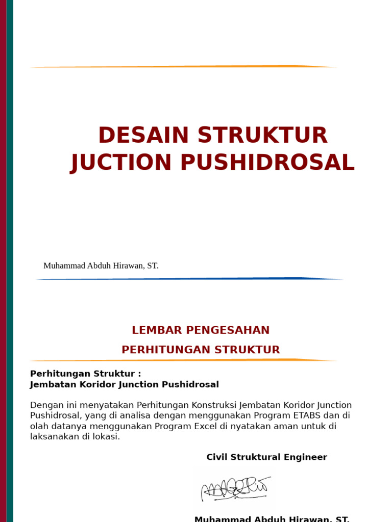 Summary Perhitungan Struktur Jembatan Pushidrosal | PDF