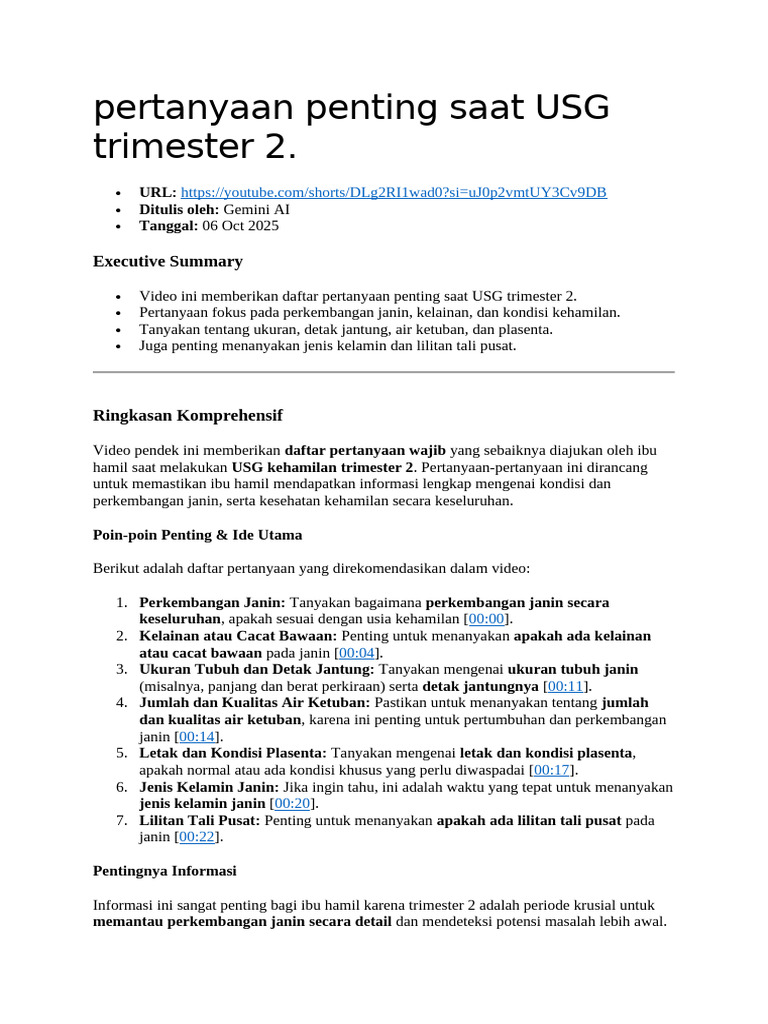 Pertanyaan Penting USG Trimester 2 | PDF