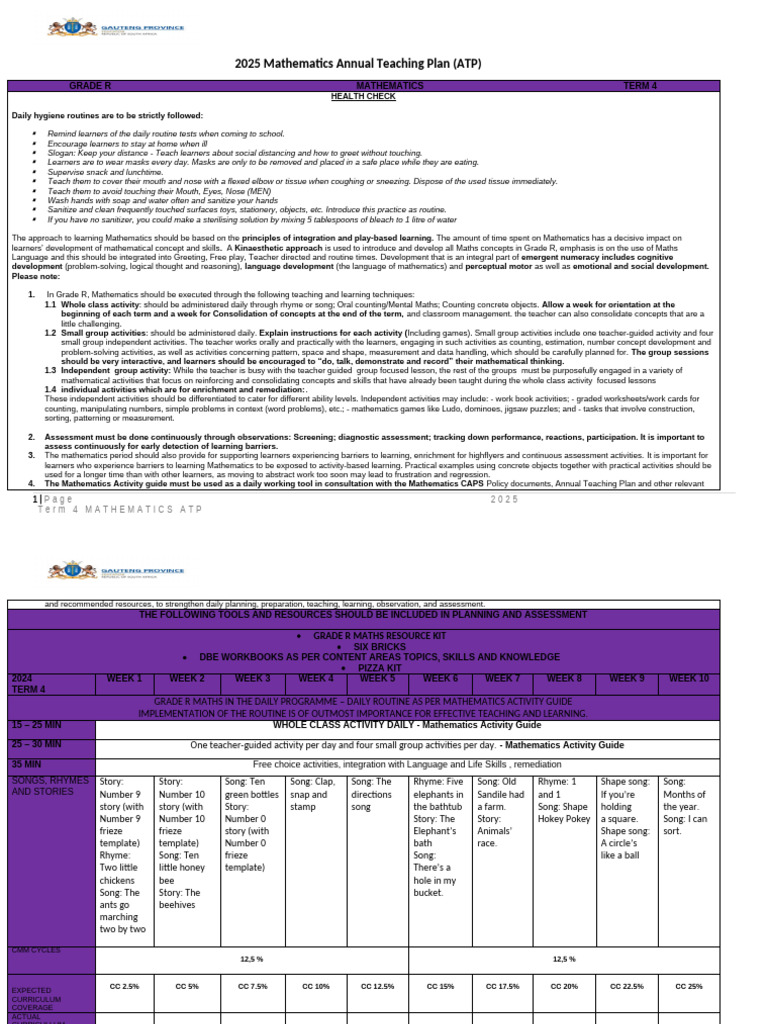 Grade R Mathematics ATP 2025 Term 4 | PDF | Shape | Learning