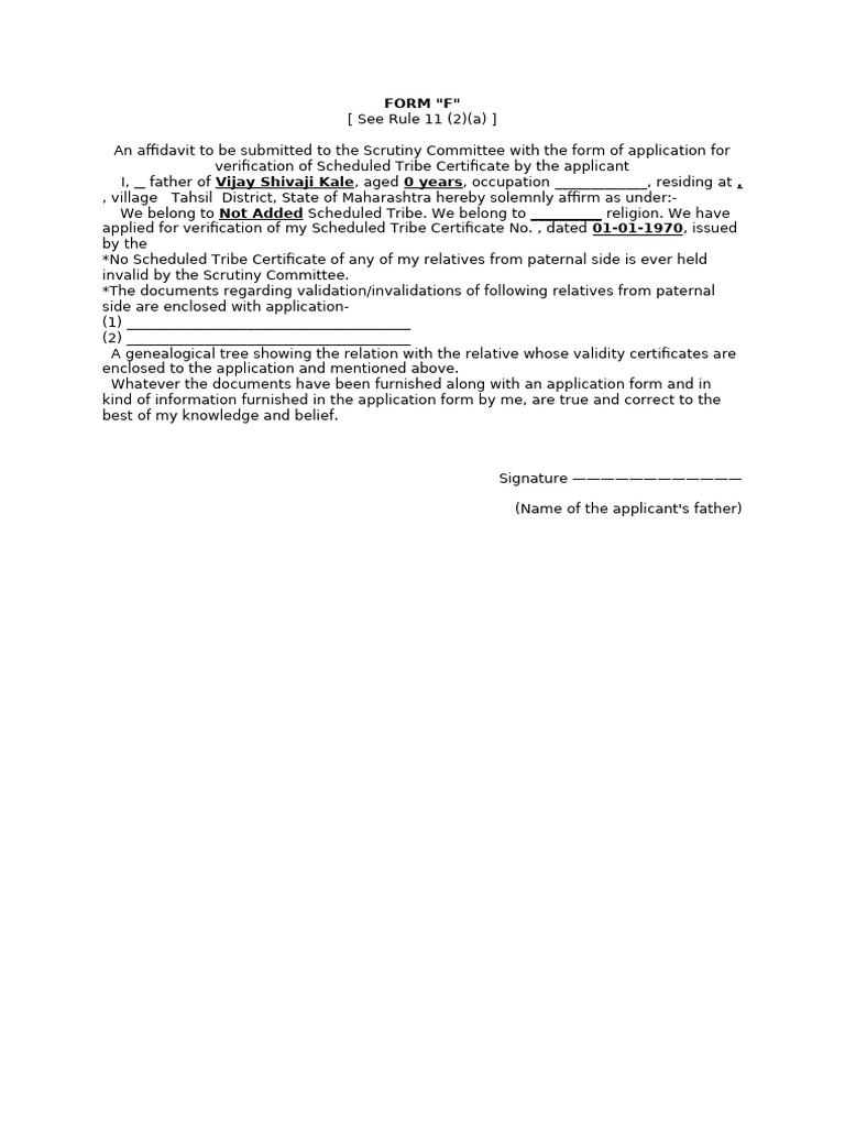 Form F Affidavit 68e37035f8c2ceb08f0d97c3 | PDF