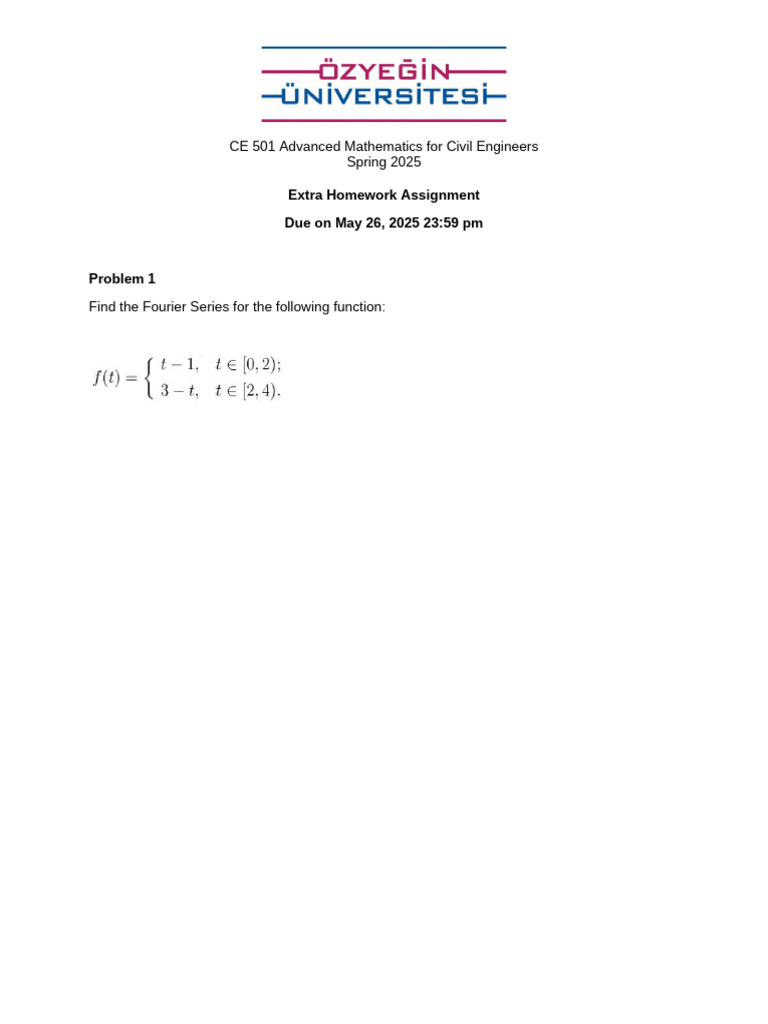 Ce 501 Spring 2025 Extra Homework Assignment | PDF