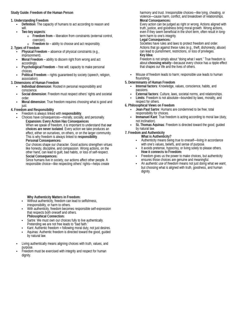 Understanding Human Freedom and Responsibility | PDF | Authenticity ...