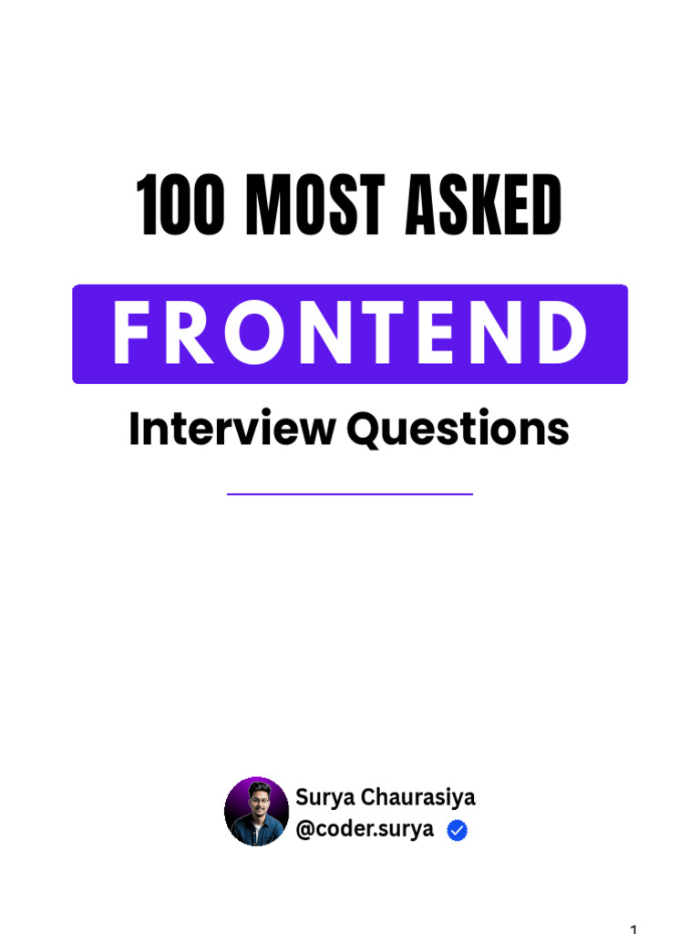 100 Essential Frontend Interview Questions | PDF | Html | Chess Theory