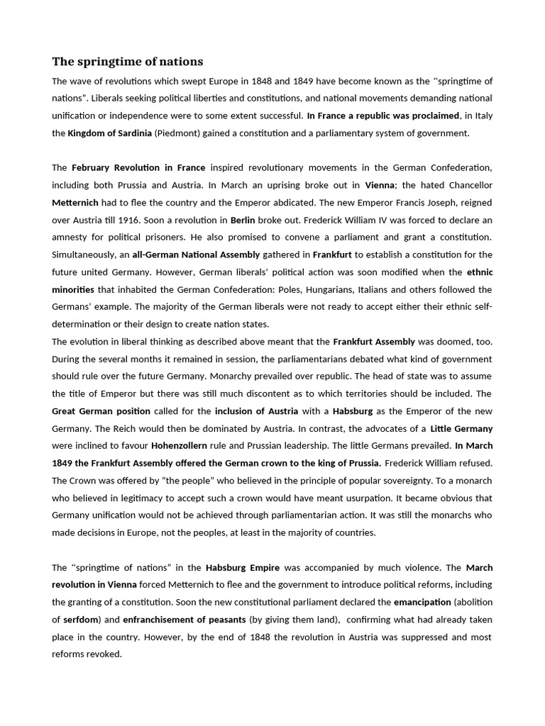 1848 Revolutions: Springtime of Nations | PDF | Europe