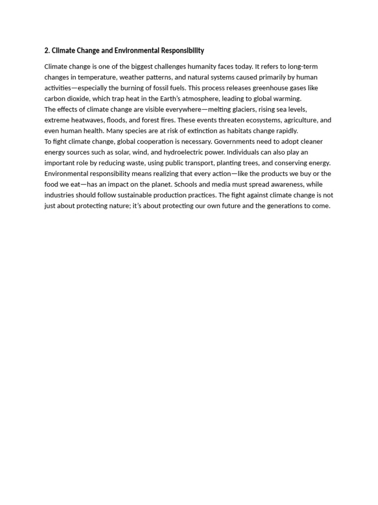 Climate Change and Environmental Responsibility | PDF