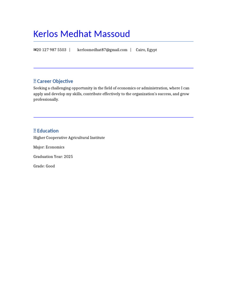 Kerlos Medhat CV White | PDF