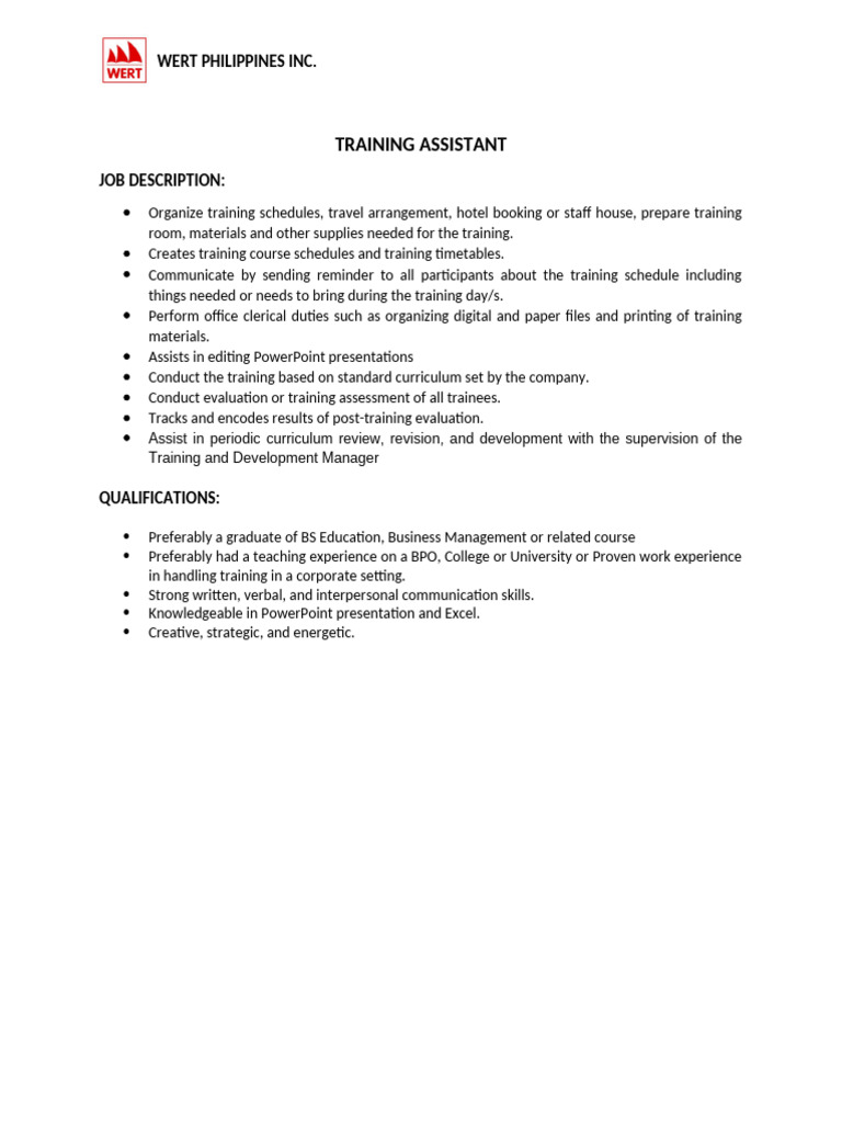 Training Assistant | PDF