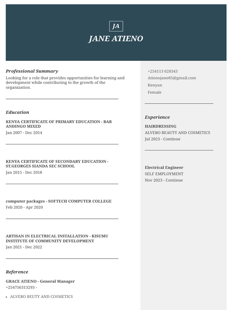 JANE Resume 968 | PDF