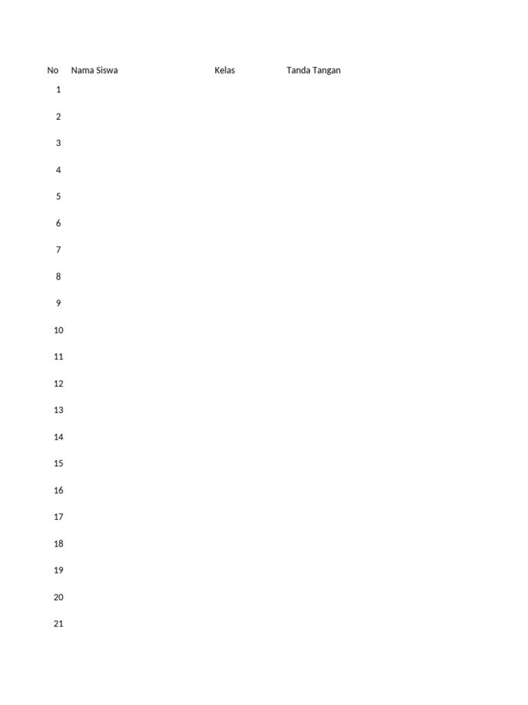 Tabel Absensi 40 Siswa | PDF
