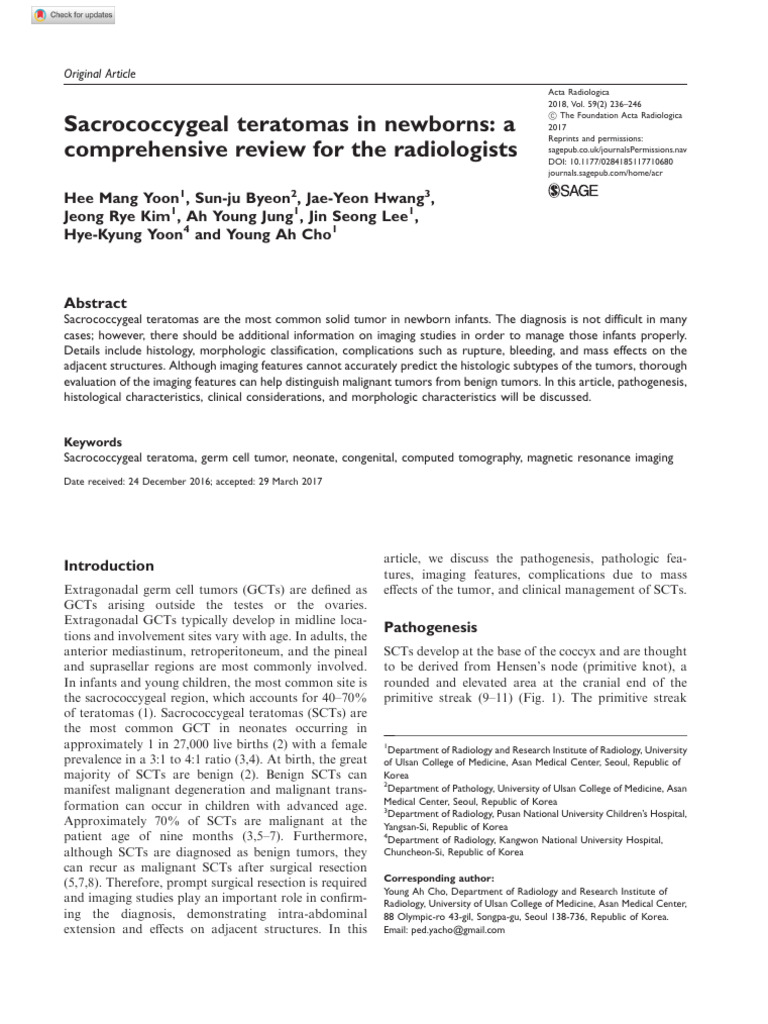 Sacrococcygeal Teratomas in Newborns | PDF | Medical Imaging | Magnetic ...