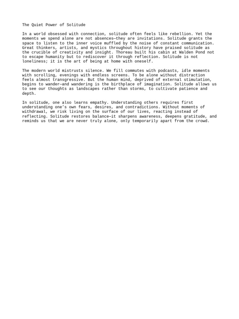 Quiet Power of Solitude | PDF