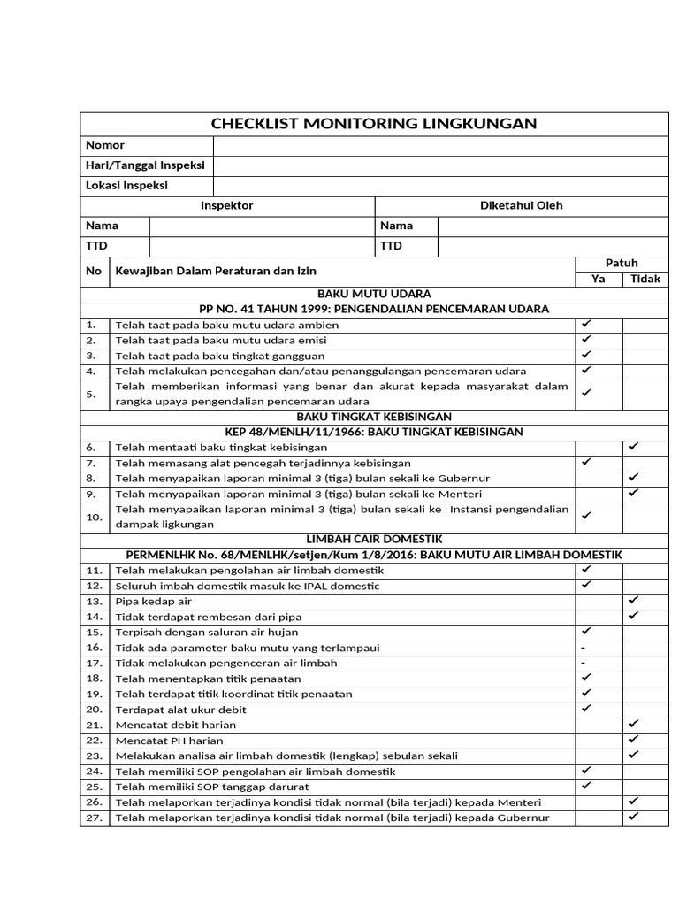 Form Checklist Lingkungan Dan Gedung | PDF