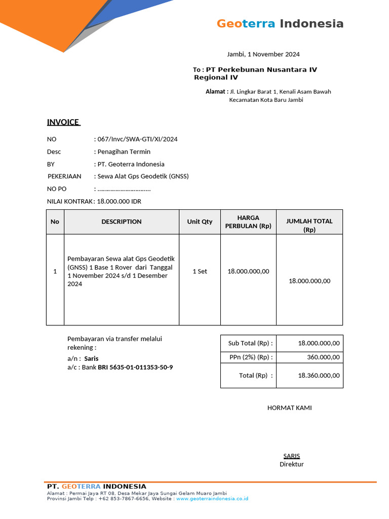 3.invoice PT Perkebunan Nusantara IV Regional IV 2024 | PDF