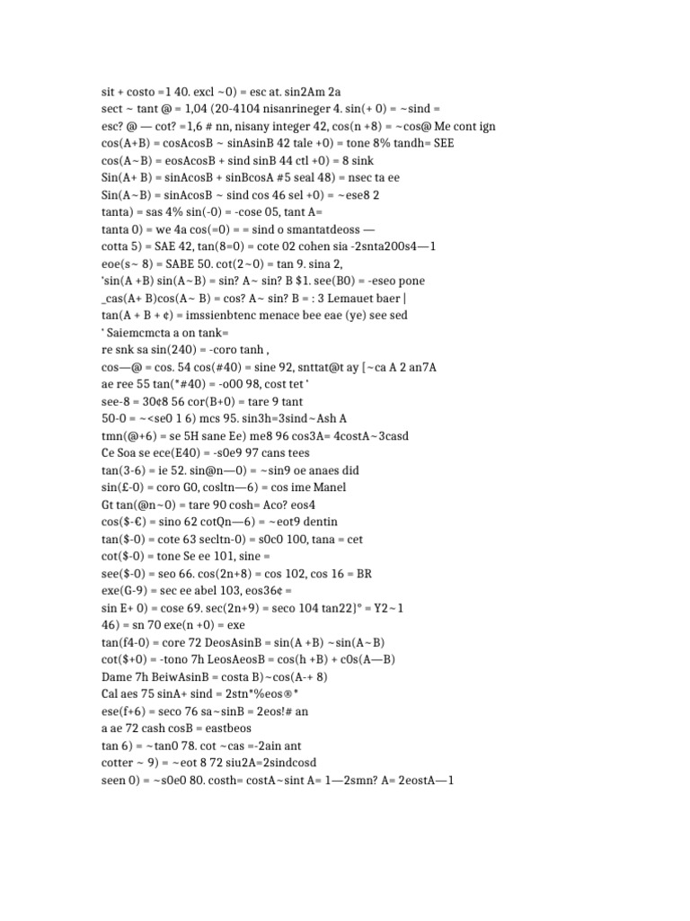 Trigonometry Formulas Formatted | PDF