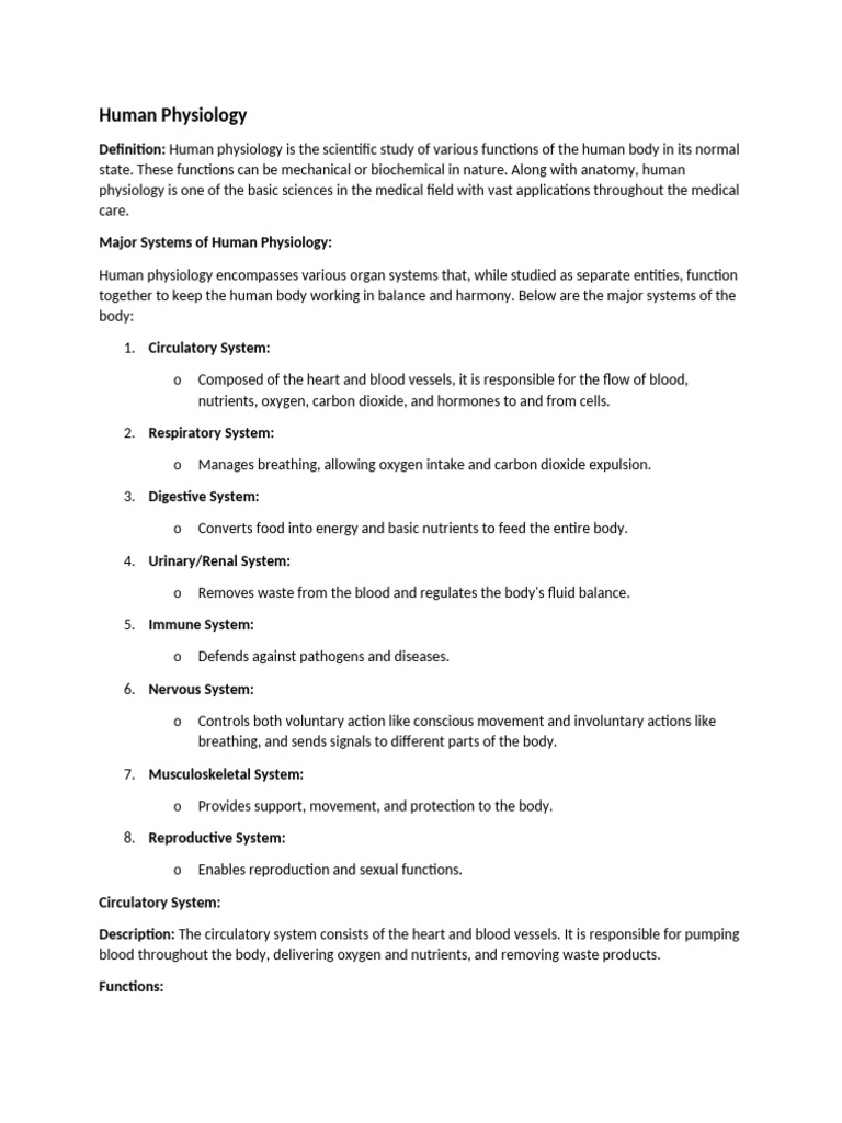 Human Physiology | PDF | Heart Valve | Lymphatic System