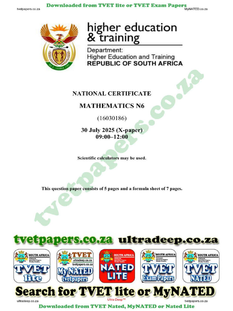 t1040 - Mathematics n6 QP Aug 2025 - Tvetpapers - Co.za | PDF