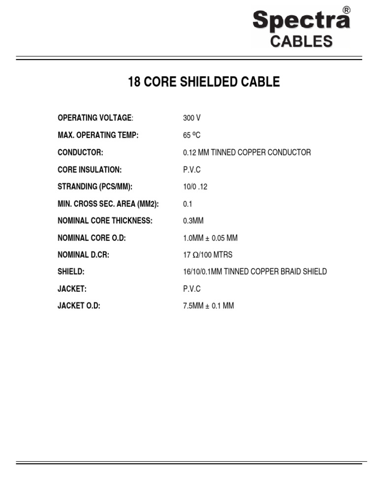 18 Core Shielded Cable | PDF