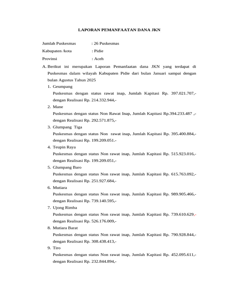 Rekap Laporan JKN 2025 | PDF