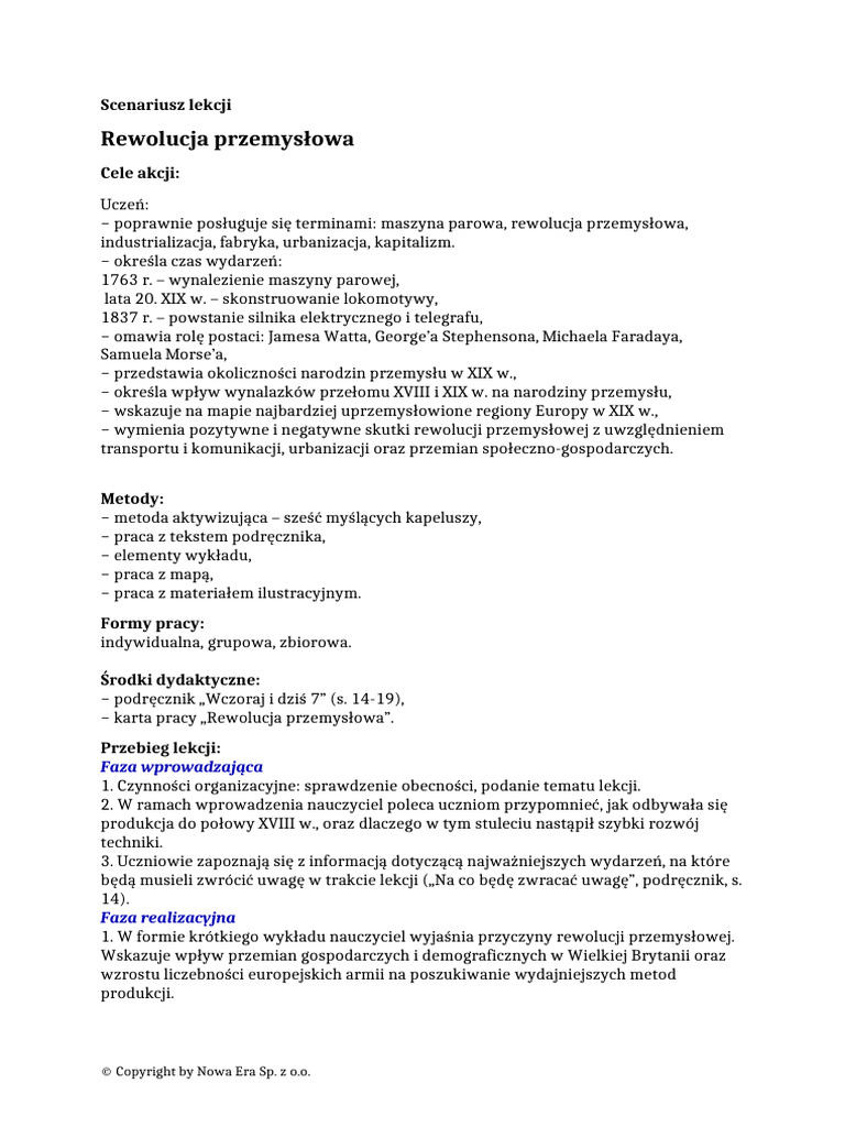 12 Rewolucja Przemyslowa Scenariusz Lekcji | PDF